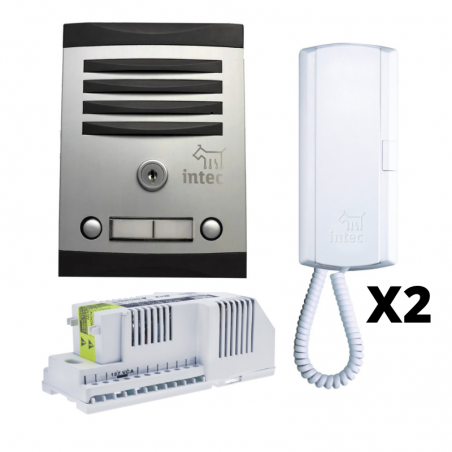 KIT DE CITOFONIA INTEC Intec con Frente de Calle de 2 Botones y 2 citofonos