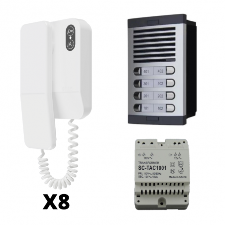 KIT FRENTE DE CALLE HYCOMM CON 8 CITÓFONOS AUTA NEOS KFCHAN8